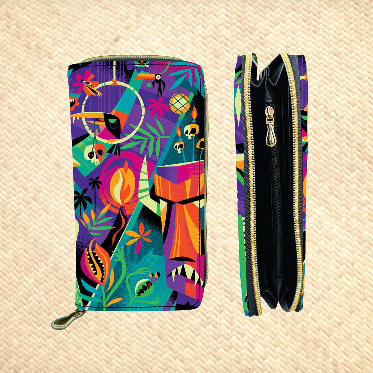'Enchanted Tiki of Doom' Zippered Wallet - Rolling Pre-Order / Ready t ...