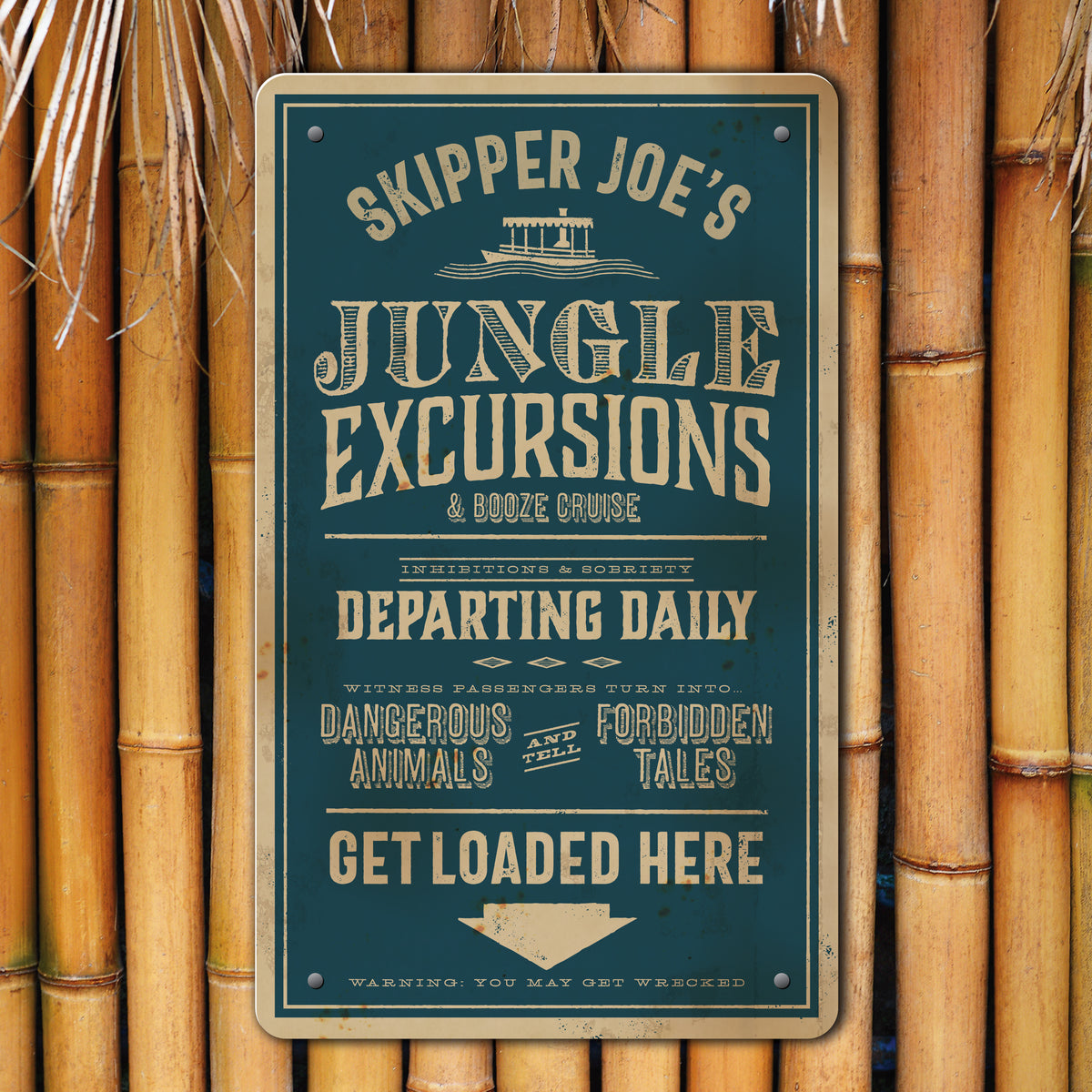 'Fine Print' Blue Personalized Metal Bar Sign – Tikiland Trading Co.