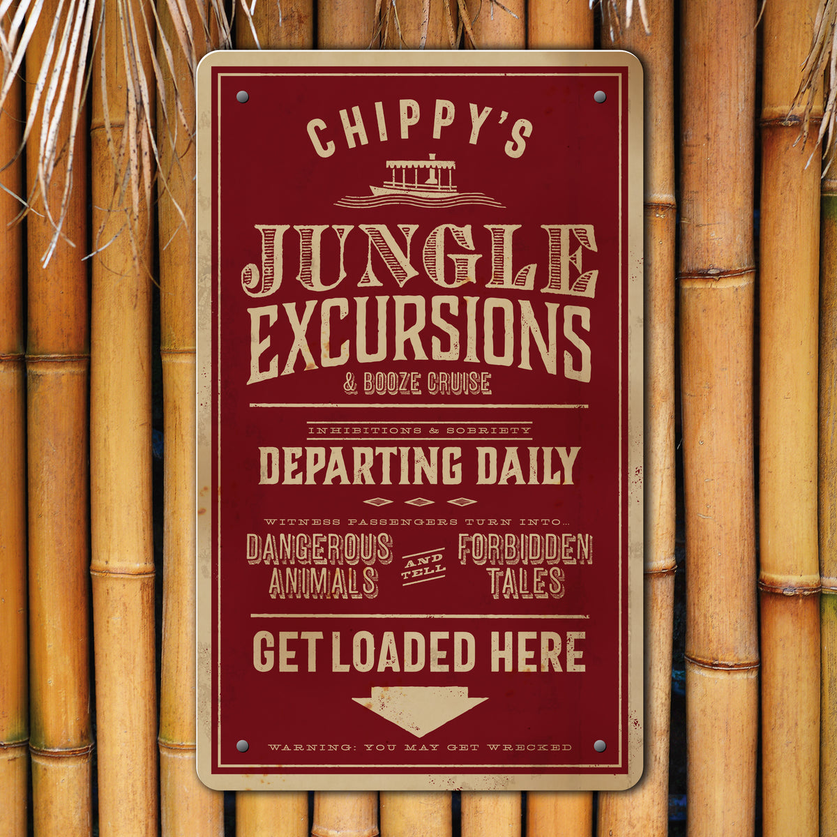 'Fine Print' Red Personalized Metal Bar Sign – Tikiland Trading Co.