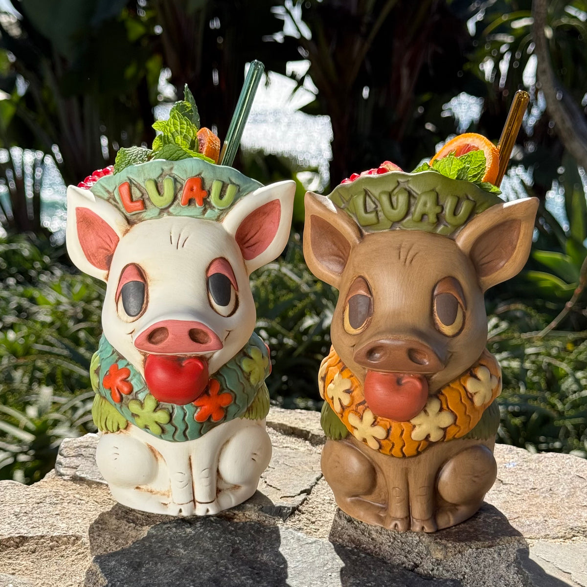 Tiki tOny's Kalua Pig - Ceramic Tiki Mugs - White + Mocha Limited Edit ...
