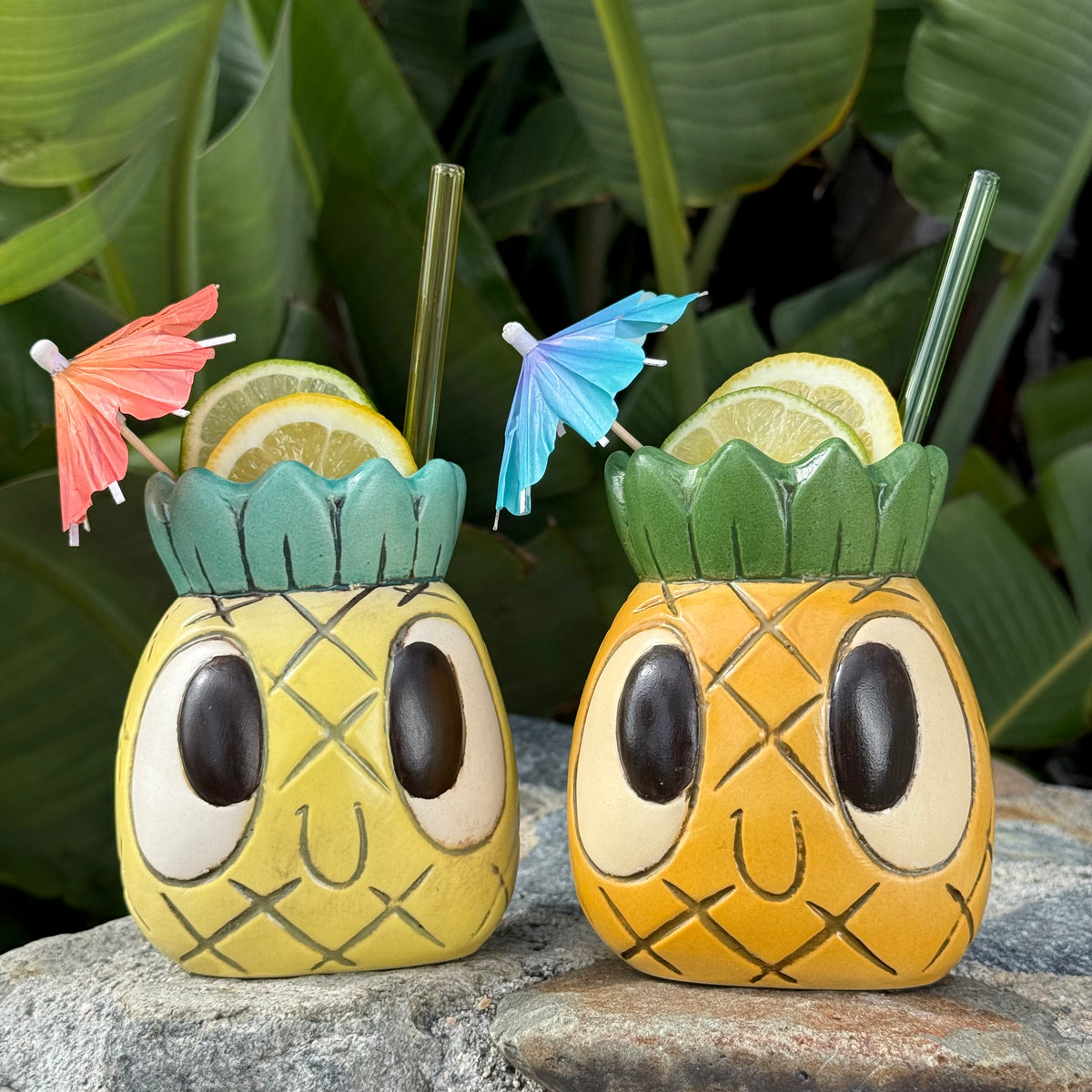 Tiki tOny's Pineapple Mug - Ceramic Tiki Mugs - Light + Dark - Limited – Tikiland Trading Co.