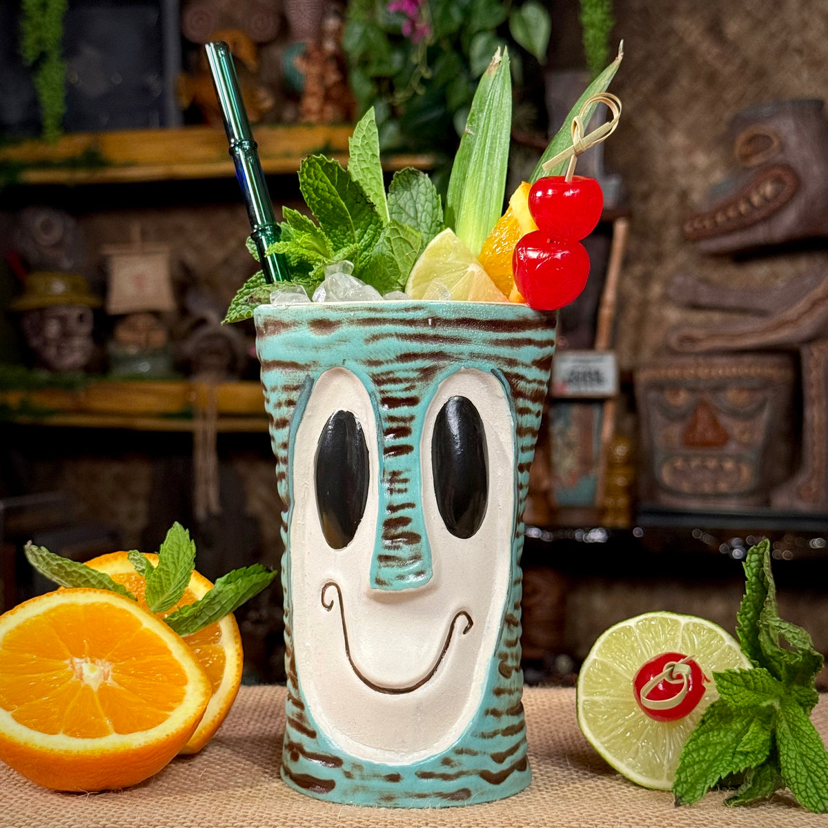 Tiki tOny's Enchanted Tiki Bob (Tahitian Terrace Teal) - Ceramic Tiki ...
