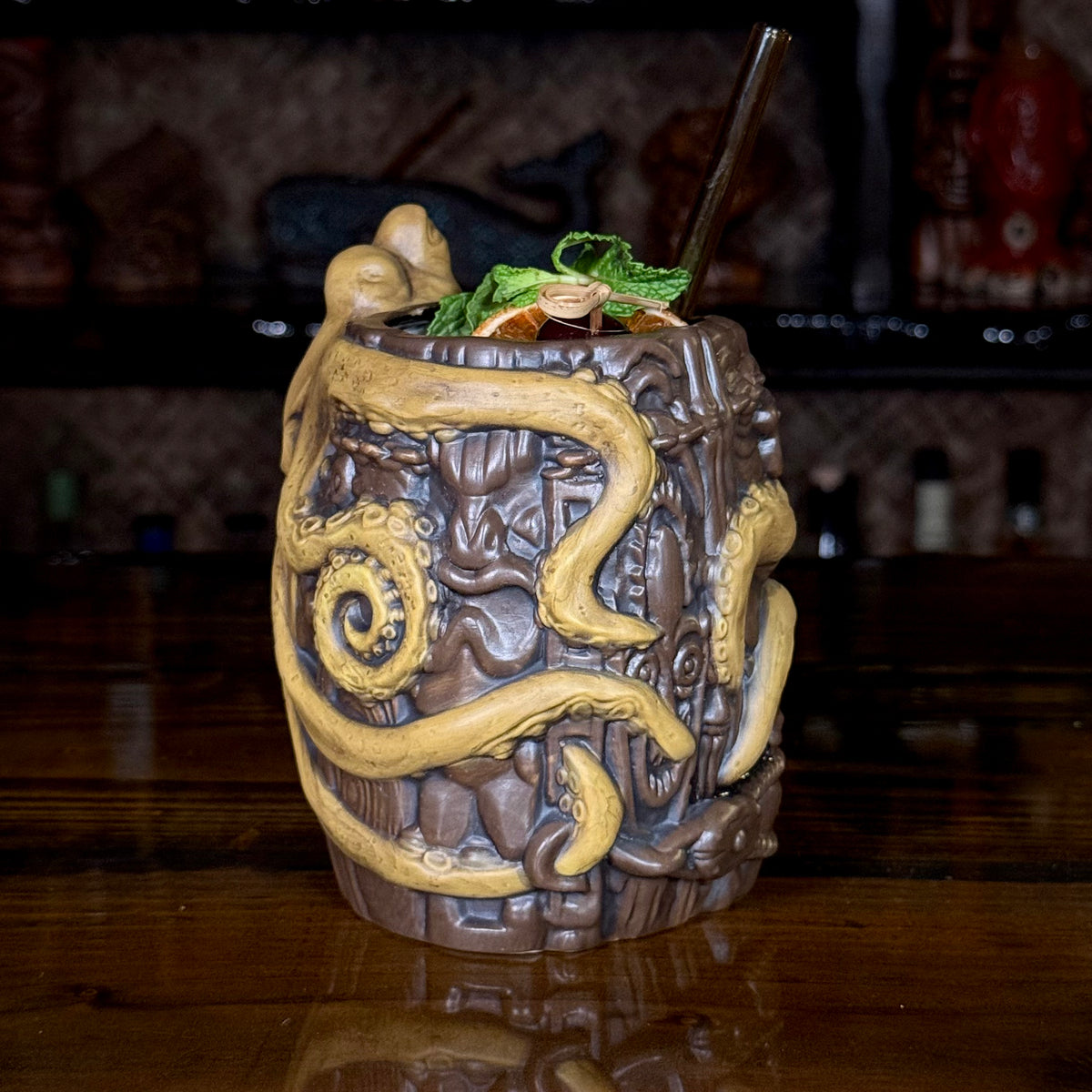 Rum Sucker / Octopus's Barrel (Sand) - Ceramic Tiki Mug - Designed and ...