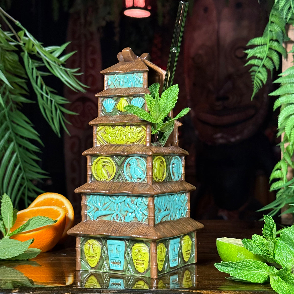 Enchanted Tiki Pagoda (Green/Blue) - Ceramic Tiki Mug - Limited Editio ...