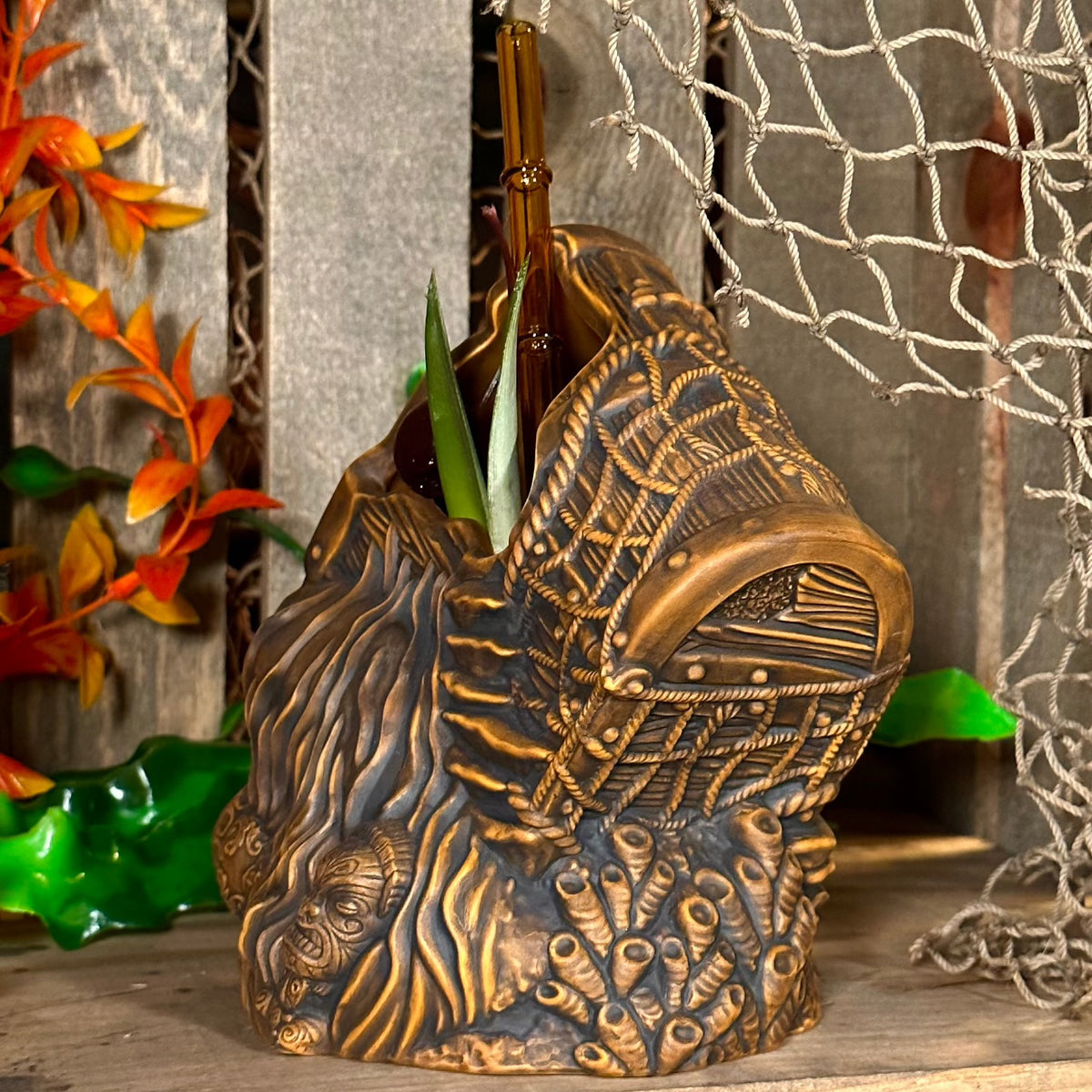 Sunken Treasure of the Deep ceramic Tiki Mug, sculpted by Thor - Brown ...