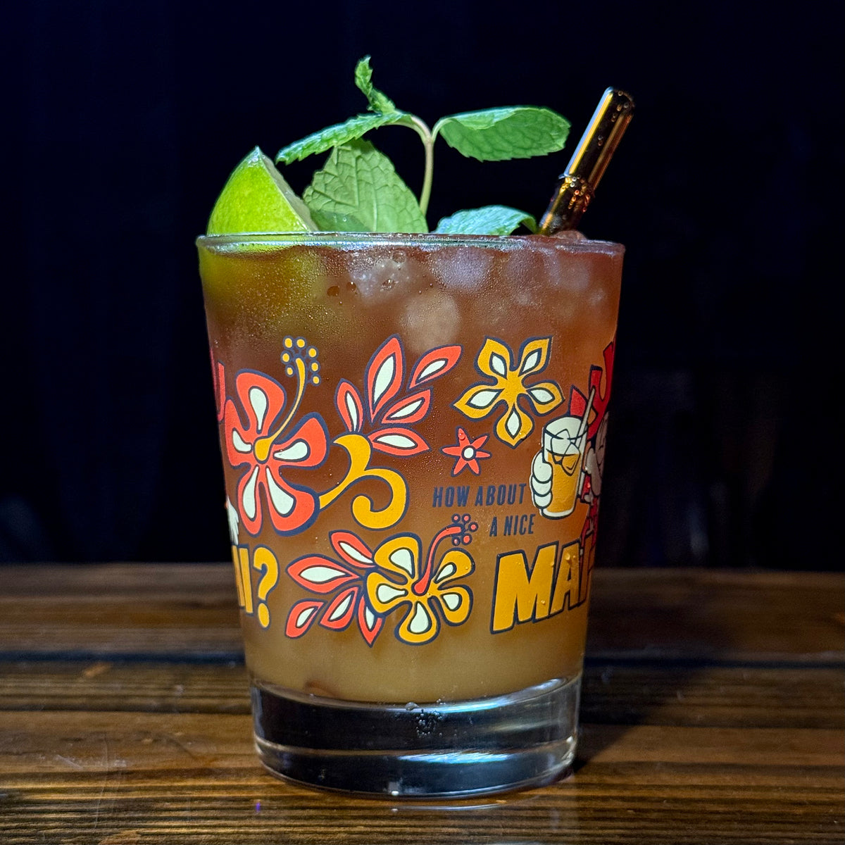 Jeff Granito's 'How About a Mai Tai?' Mai Tai Cocktail Glass (1) - Rea ...