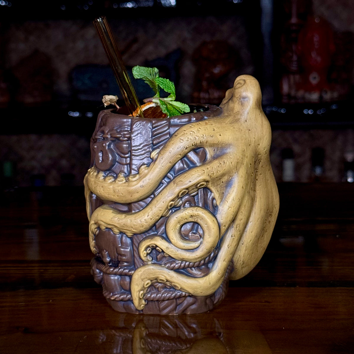 Rum Sucker / Octopus's Barrel (Sand) - Ceramic Tiki Mug - Designed and ...
