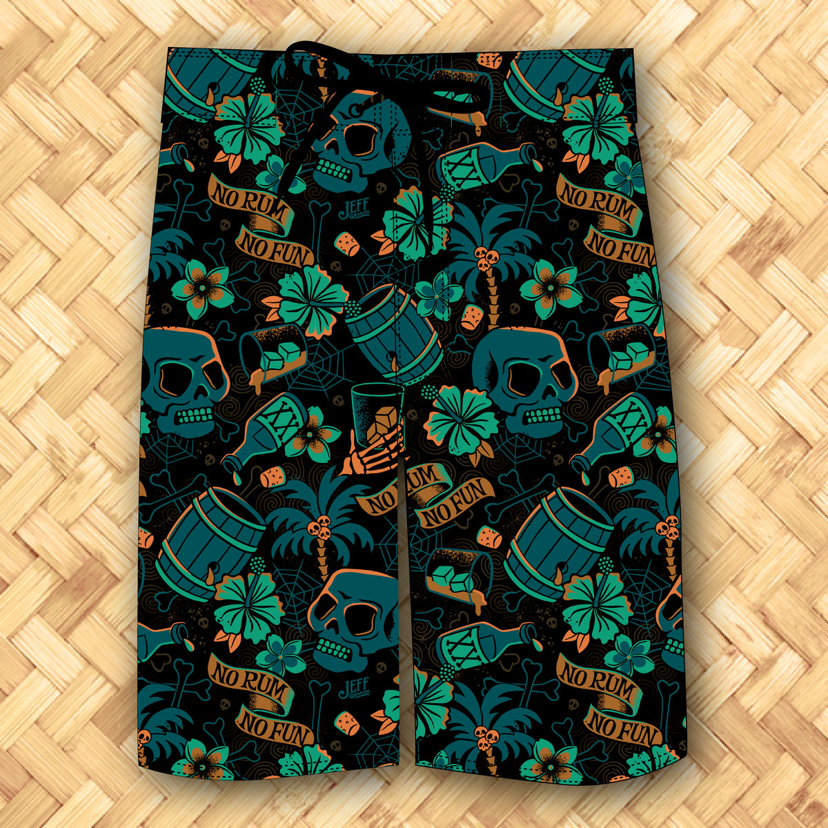 Jeff Granito's 'No Rum No Fun' Board Shorts - Pre-Order! – Tikiland ...
