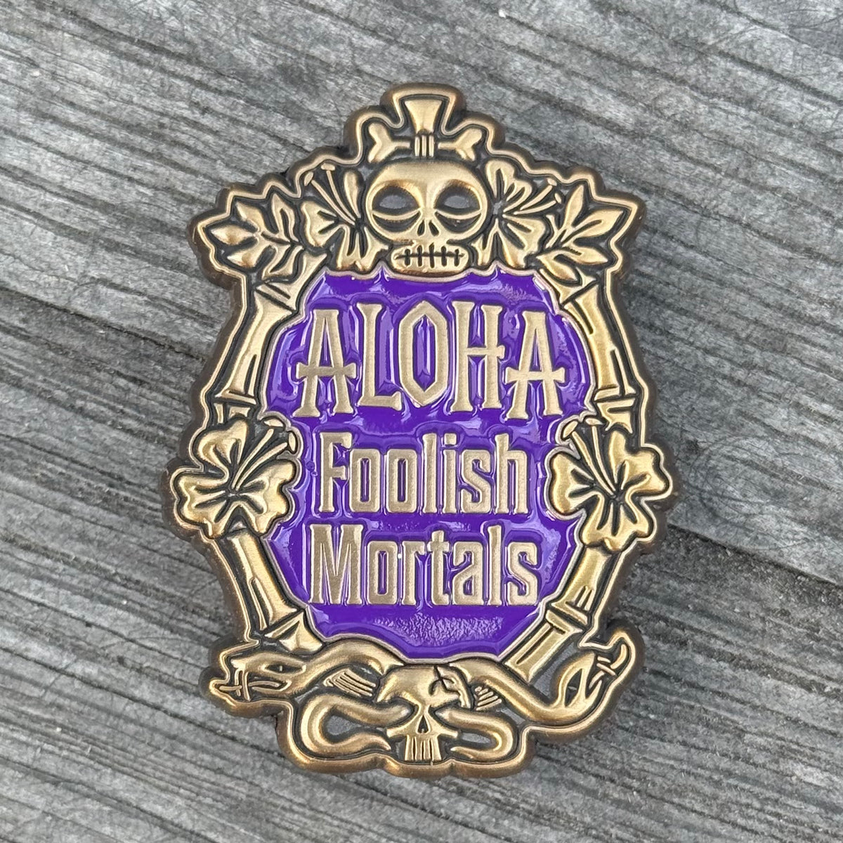 'Aloha Foolish Mortals Purple and Gold' Enamel Pin - Ready to Ship ...