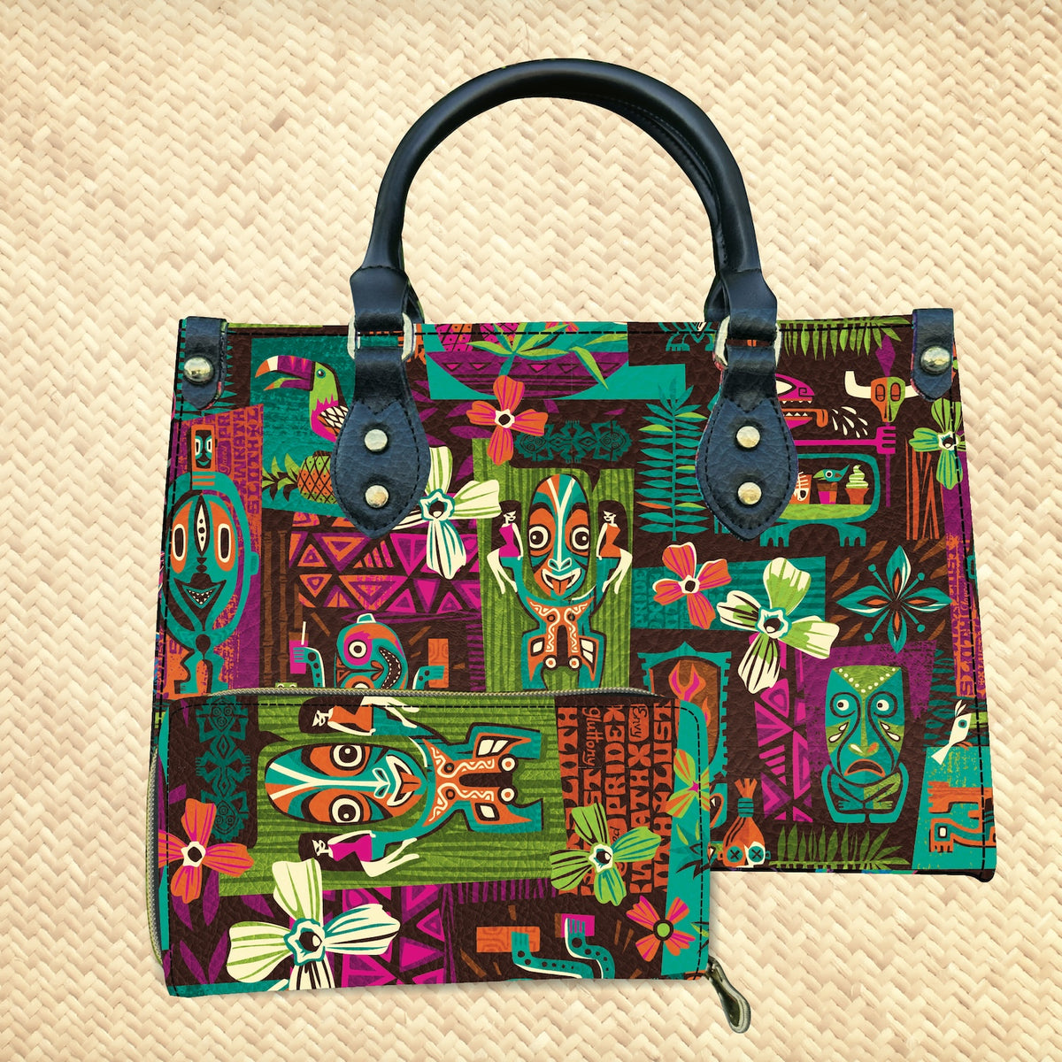 Jeff Granito's 'Sin-Tiki' Handbag and Zippered Wallet Set - Rolling Pr ...