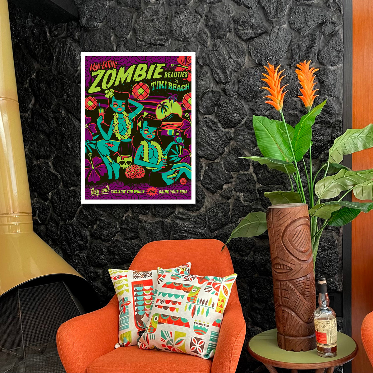 Jeff Granito's 'Maneater' Flocked Blacklight Reactive Screened Art Pri ...