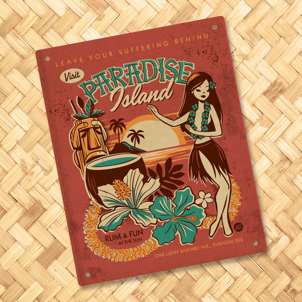Jeff Granito's 'Paradise Island' Metal Bar Sign - Pre-Order – Tikiland ...
