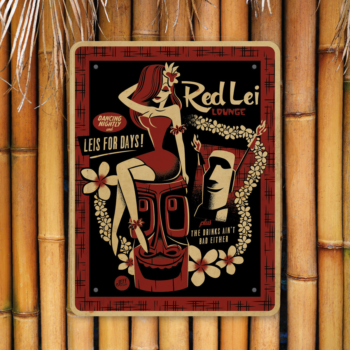 Red Lei Lounge Metal Sign – Tikiland Trading Co.