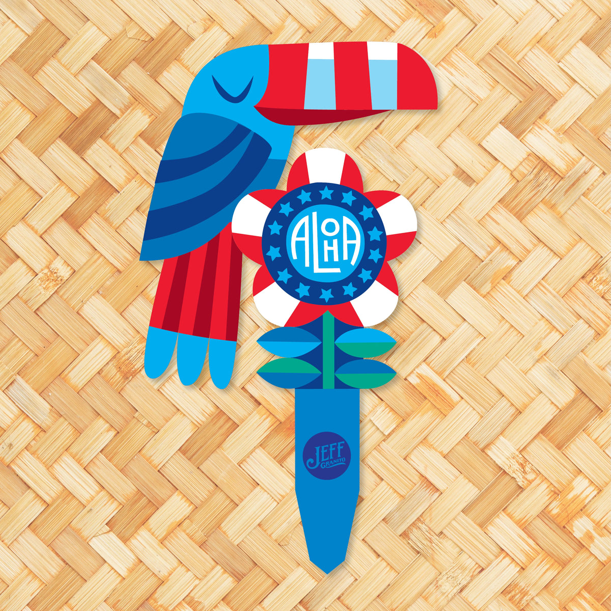 Jeff Granito's 'Star-Spangled Aloha' Metal Yard Stakes Set of THREE (3 ...