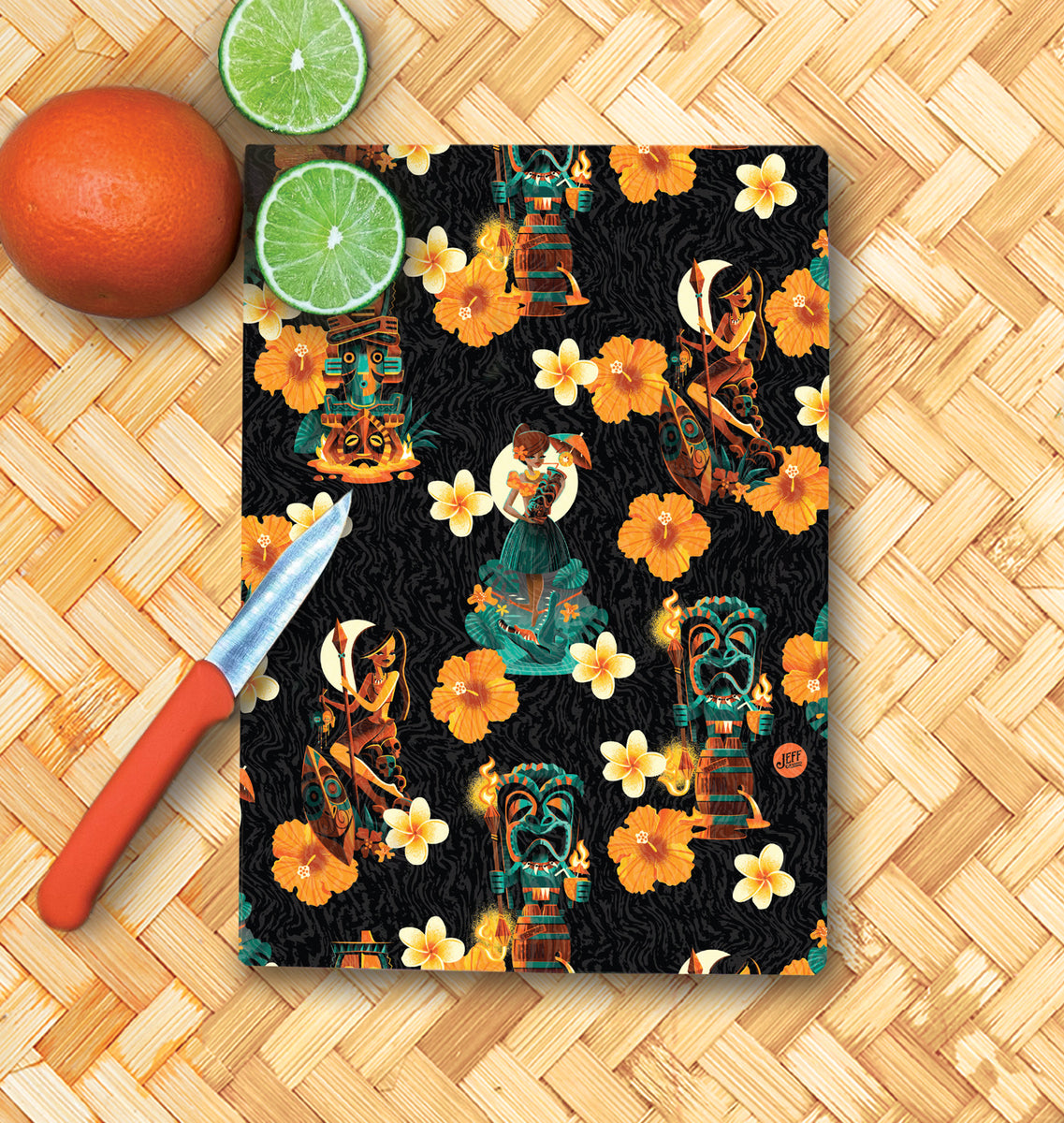 Jeff Granito's 'Tiki Portraits Pattern' Glass Cutting Board - Rolling ...