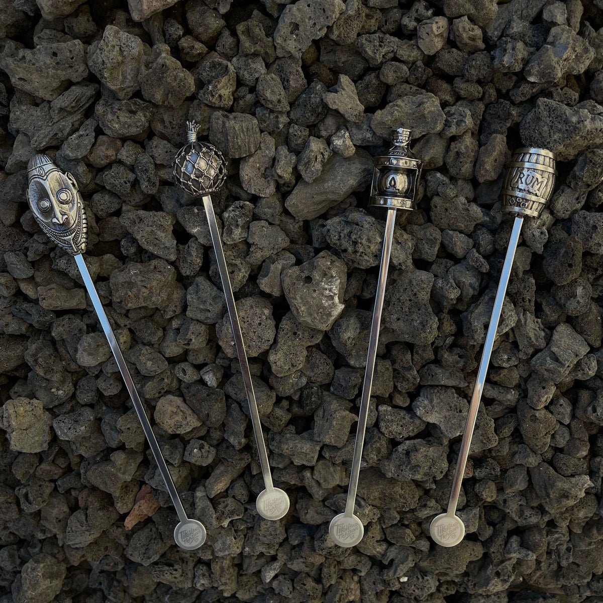 'Tiki Bar Classics' Sculpted Metal Swizzle Sticks Set, Sculpted by Tho ...