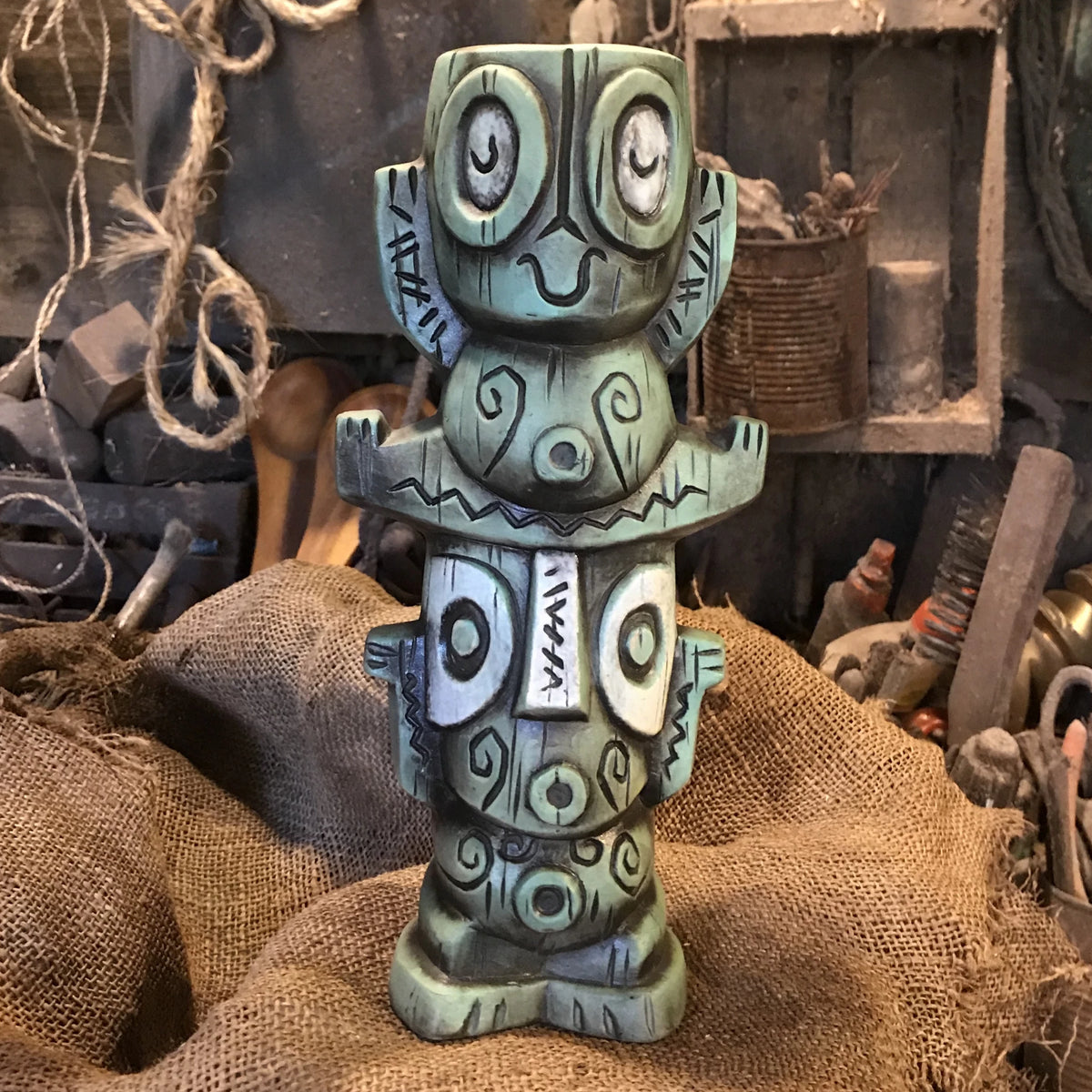 Tiki tOny's Tangaroa Tiki Baby BLUE Tiki Mug - sculpted and produced b ...