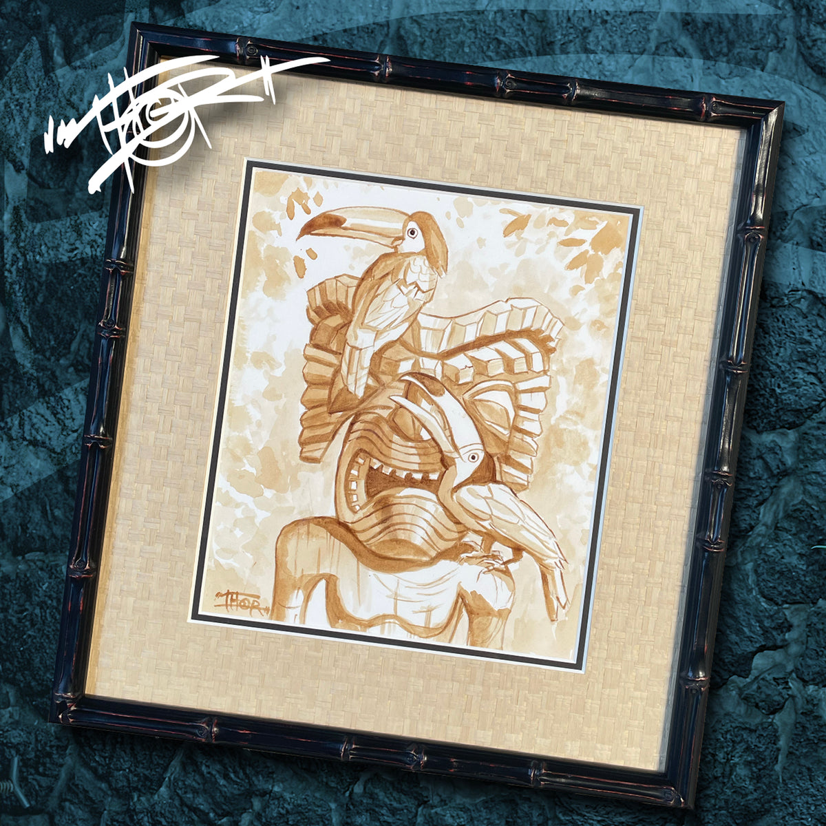 Thor's 'A Tiki Tou-Can Love' Original Rum Painting - Custom Framed, On ...