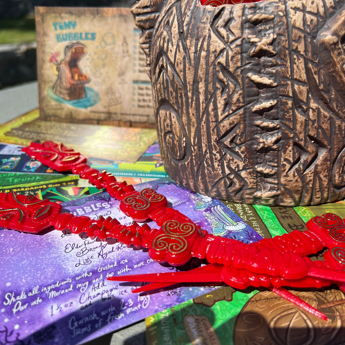 TikiLand Trading Co. - 'Red & Gold Foil Tiki Swizzle Stick and Drink R ...