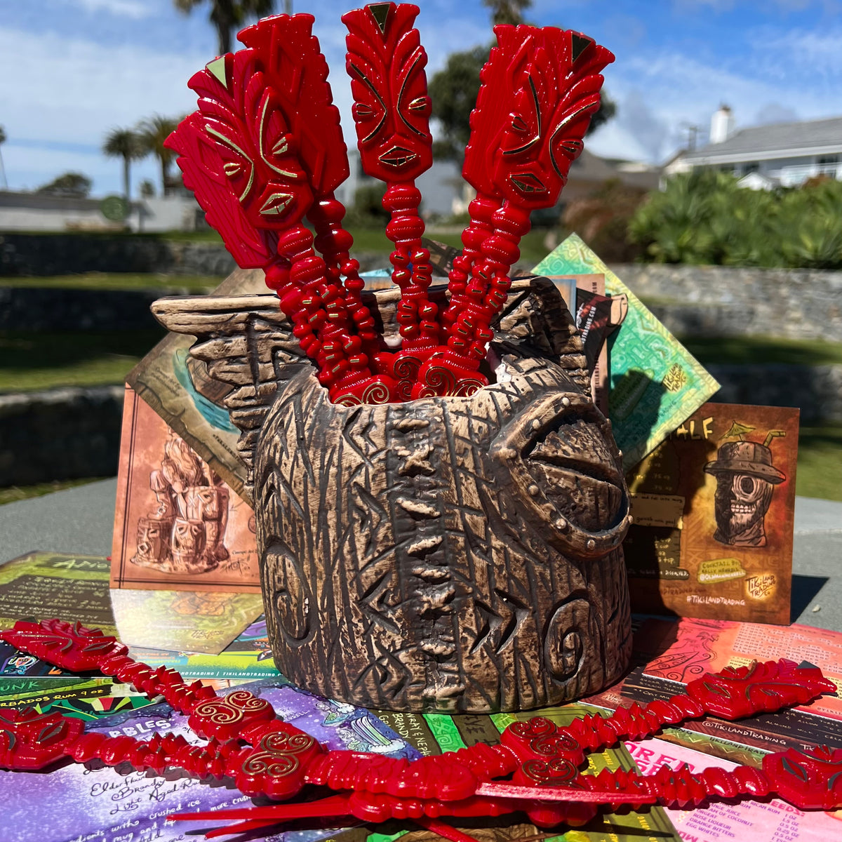 TikiLand Trading Co. - 'Red & Gold Foil Tiki Swizzle Stick and Drink R ...